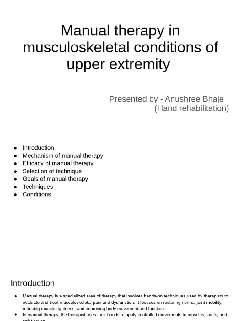 Manual Therapy in Musculoskeletal Conditions of Upper Extremity | PDF ...