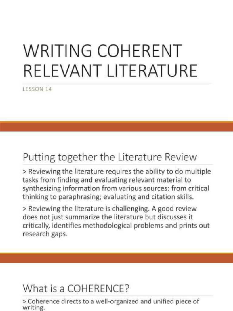 Writing A Coherent RRL | PDF | Credibility | Human Communication