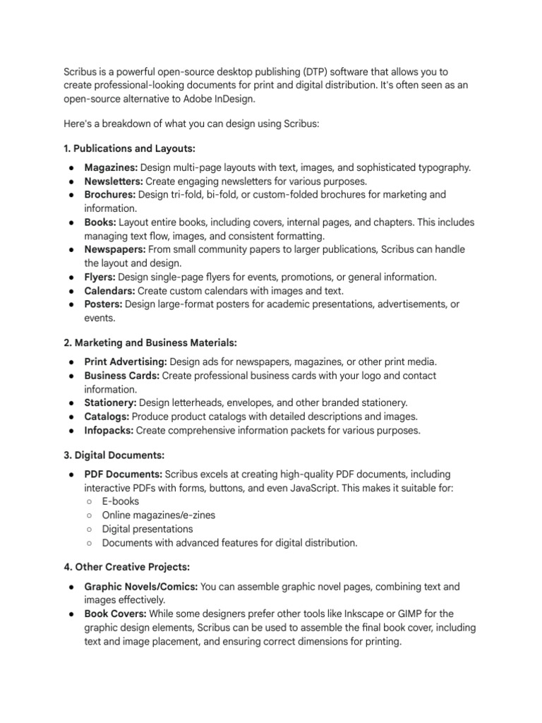 What and What I Can Design Using Scribus | PDF | Page Layout | Digital ...