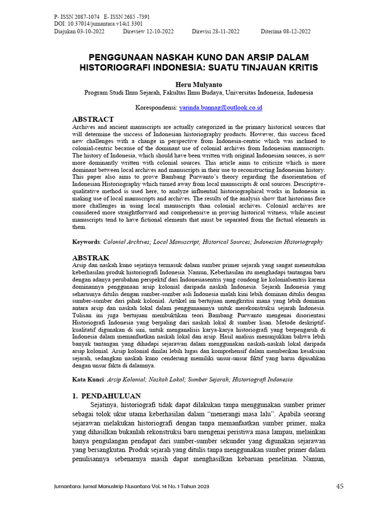 Naskah Kuno dalam Historiografi Indonesia | PDF