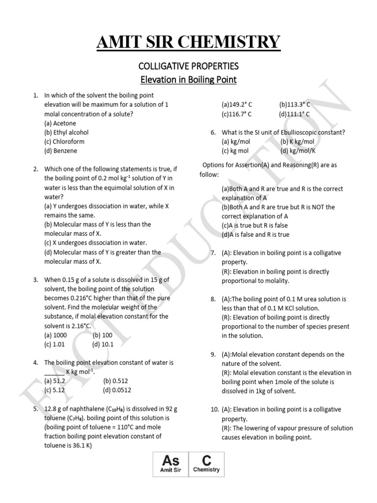 Elevation in B.Pt. MCQ (Amit Sir) FACT | PDF | Chemical Substances | Chemistry
