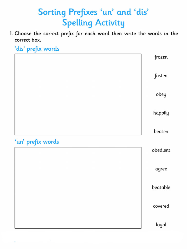 Day 4 Sorting Prefixes Un and Dis Activity | PDF