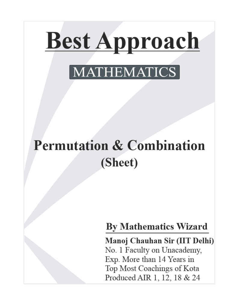 09 Permutation & Combination Sheet | PDF | Permutation | Numbers