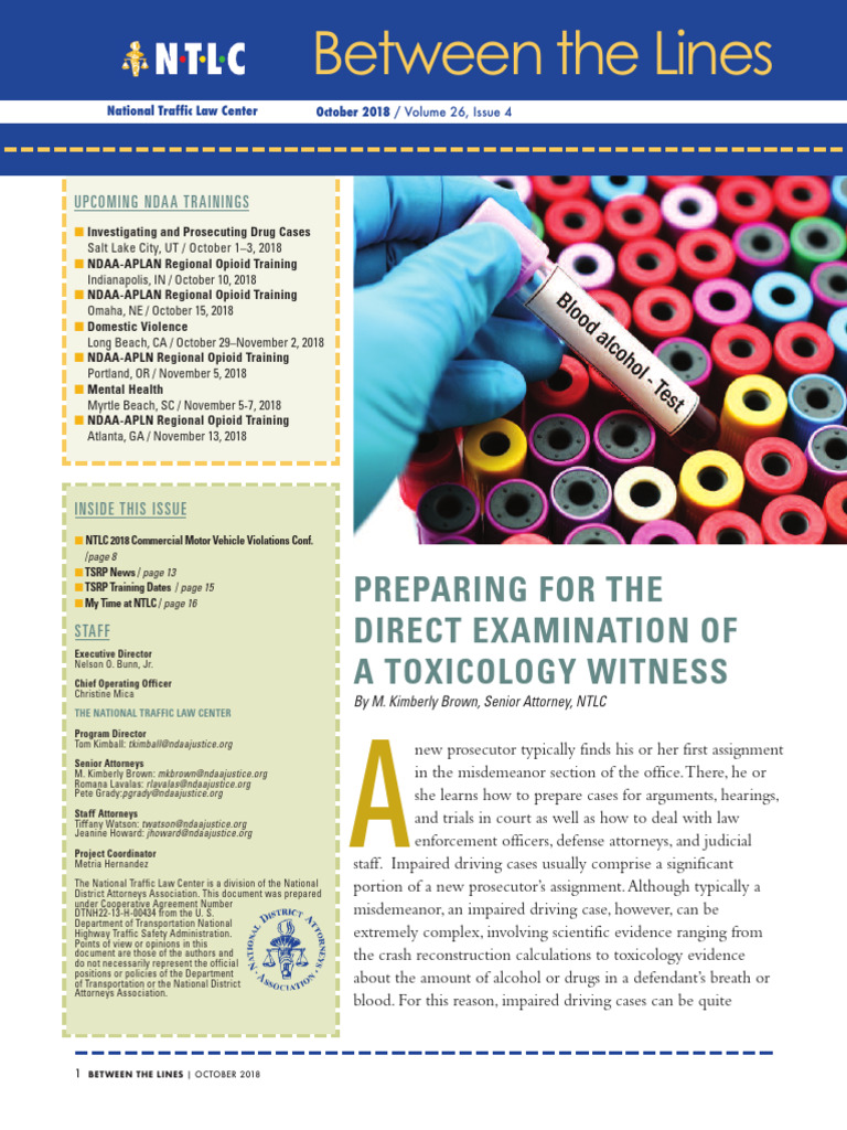 BTL Vol 26 No 4 Toxicologist Witness Edition CORRECT | PDF | District Attorney | Prosecutor