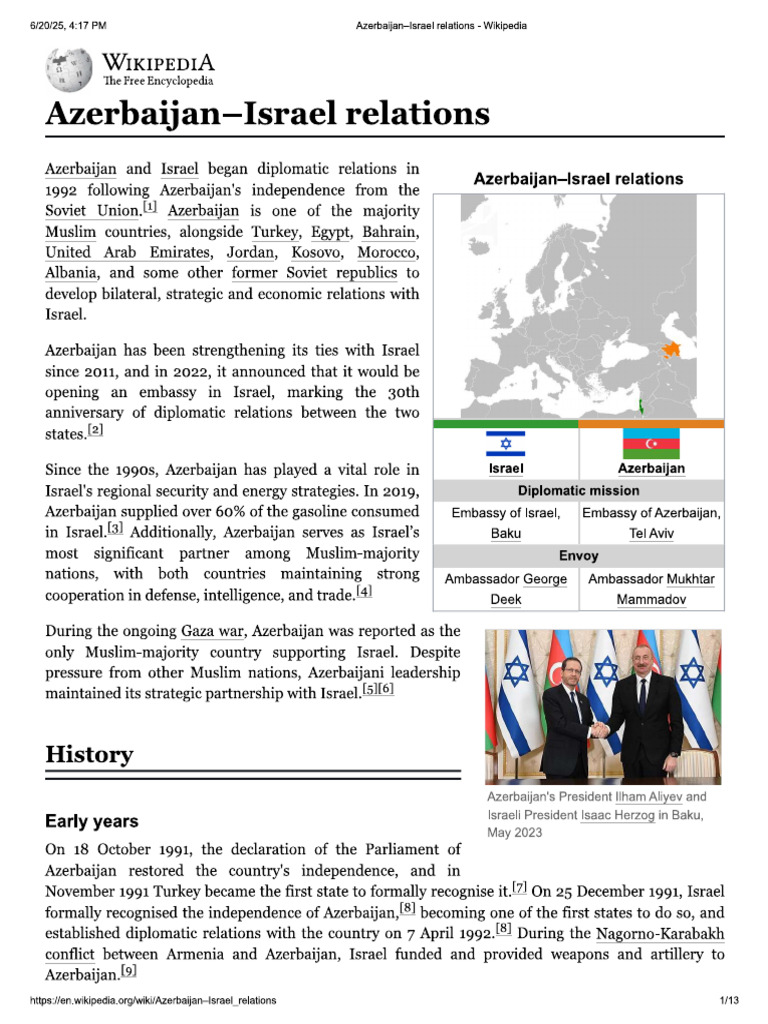 Azerbaijan Israel Relations | PDF