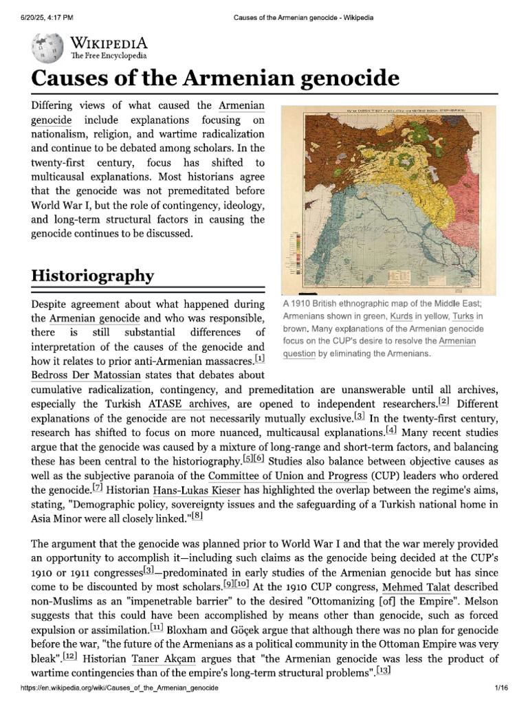 Causes of Armenian Genocide | PDF