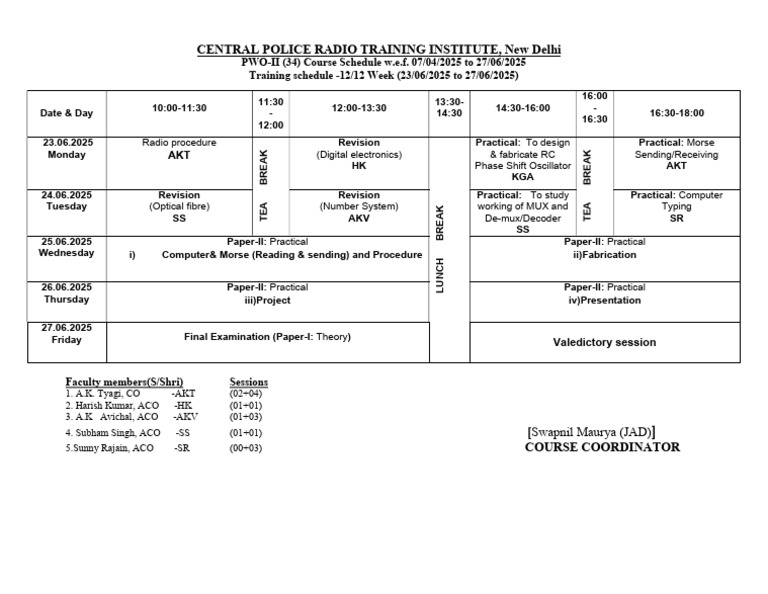 PWO-II (34) 12th Week Schedule | PDF | Electronics