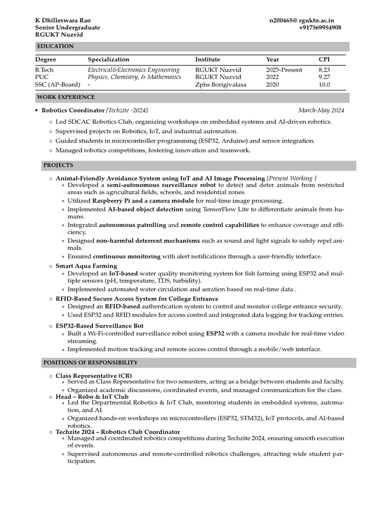 Electrical Engineering Student Profile | PDF | Embedded System ...