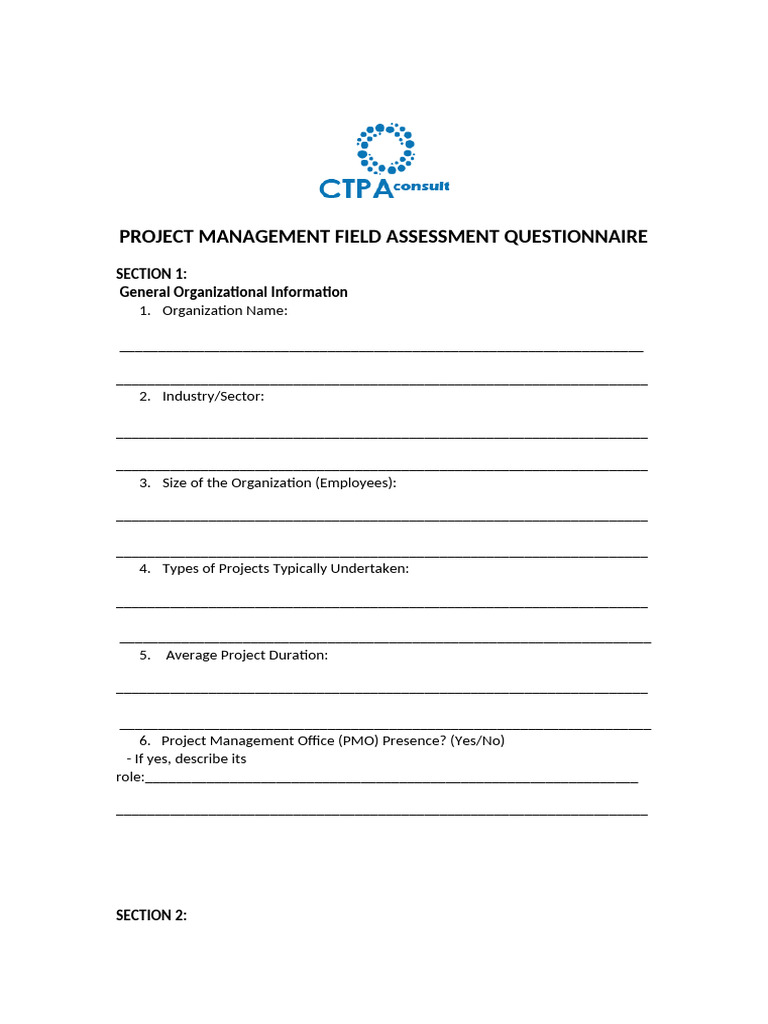 Project Management Field Assessment Questionier - 120744 | PDF ...
