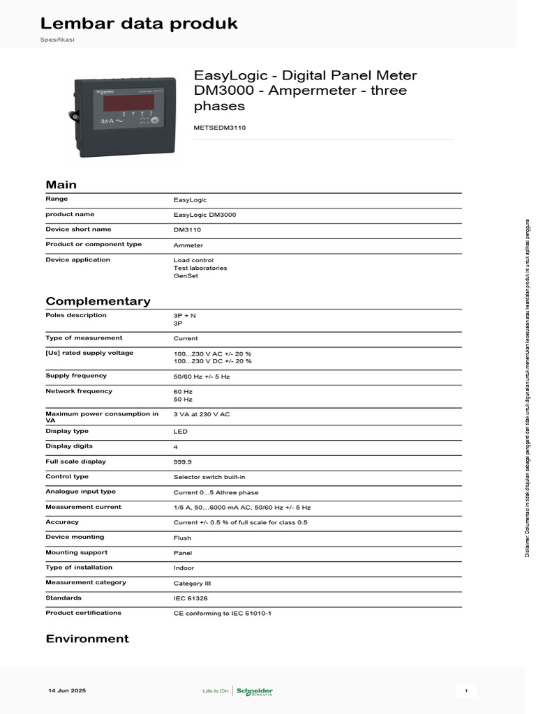 Schneider Electric EasyLogic DM1000 DM3000 Series METSEDM3110 | PDF | Alternating Current ...