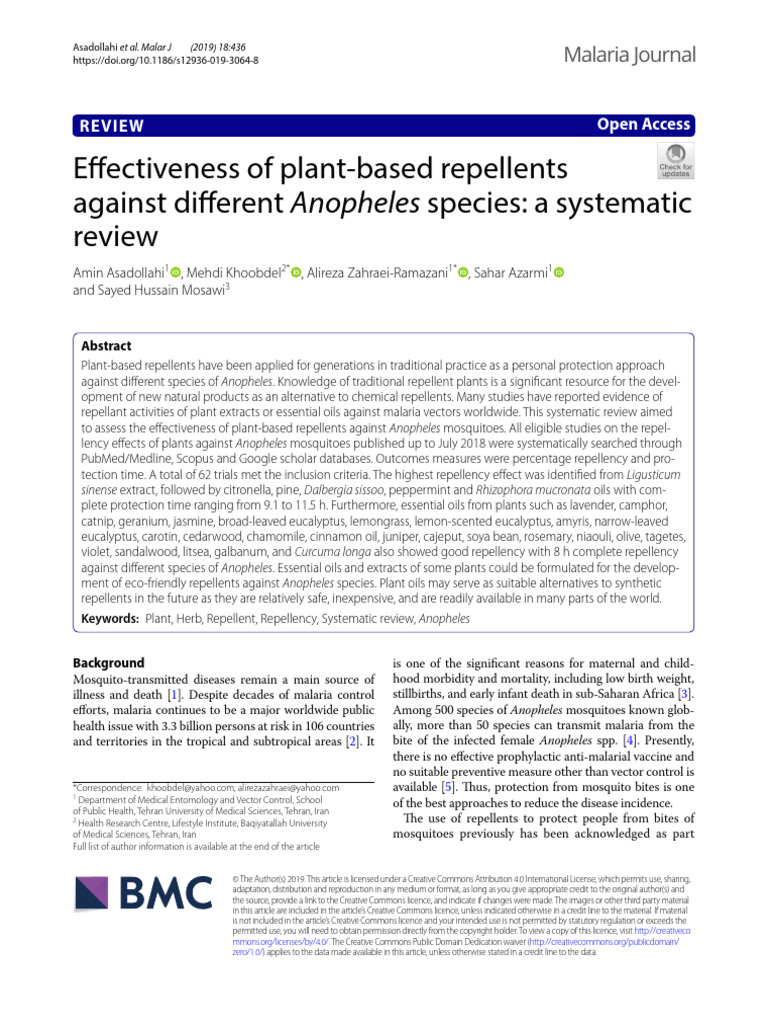 Plant-Based Repellents Against Anopheles | PDF | Malaria