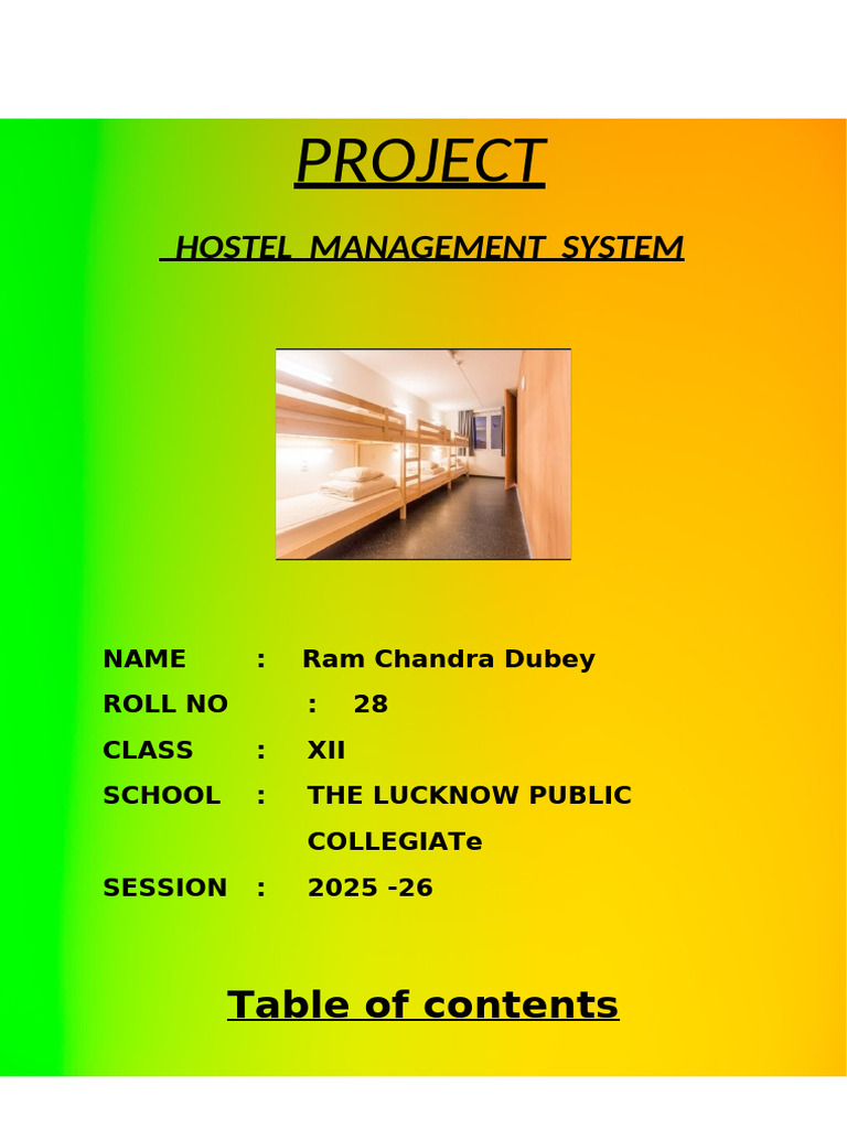 Hostel Ram Chandra Dubey | PDF | Software | Databases