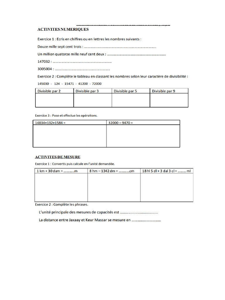 Activité Num CM1 | PDF