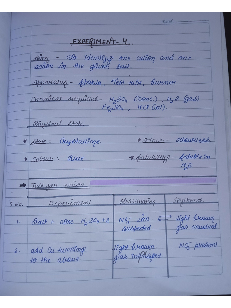 Chemistry Practical Work | PDF