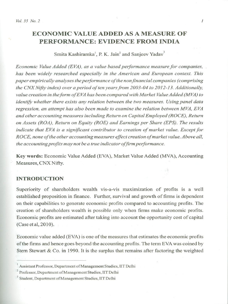 PG 1-12 Smita Kashiramka, P.K Jain and Sanjeev Yadav Economic Value ...