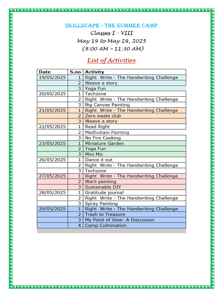 Skillscape - The Summer Camp | PDF