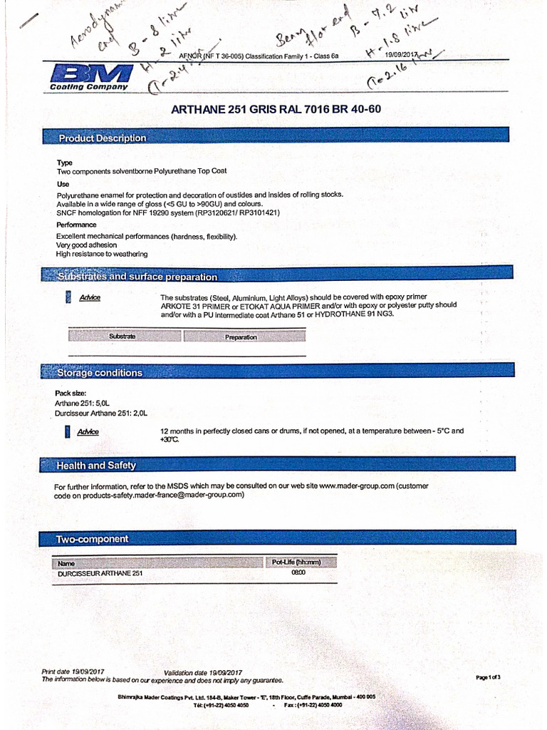 Arthane 251 Gris Ral 7016 | PDF