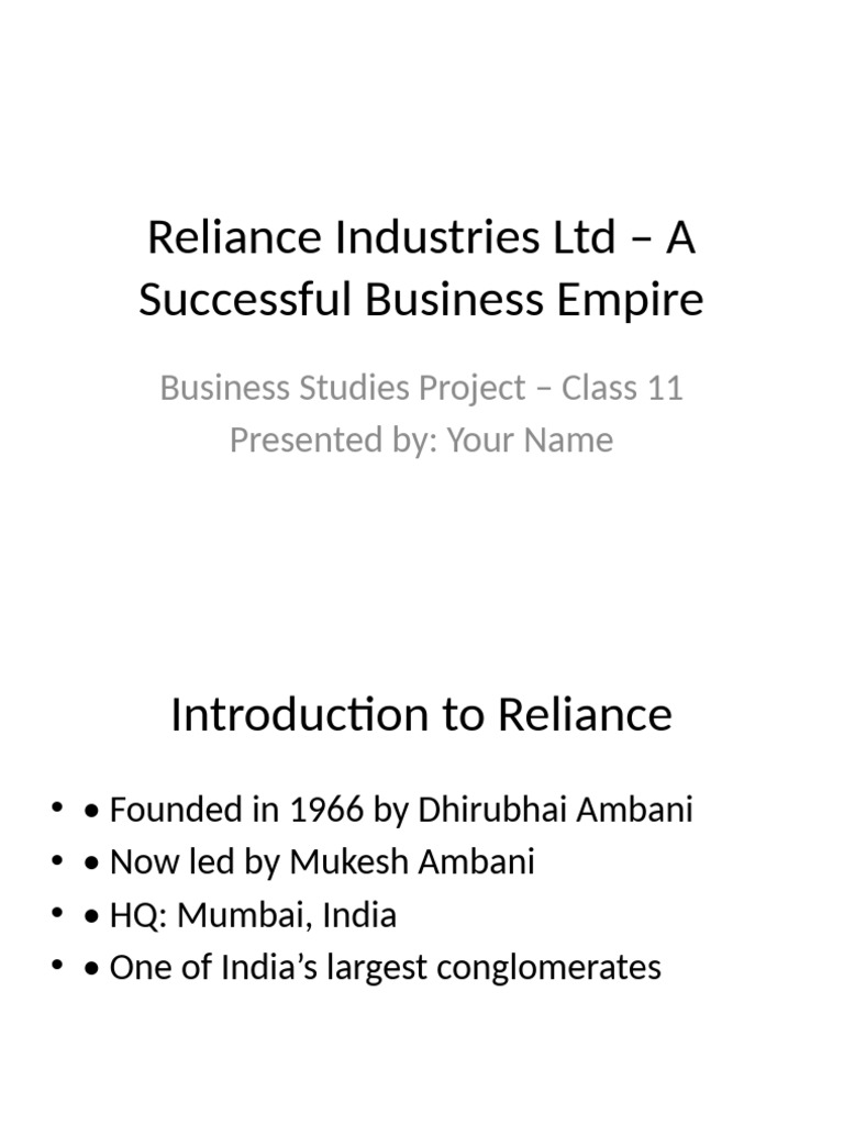 Reliance Industries: A Business Empire Overview | PDF