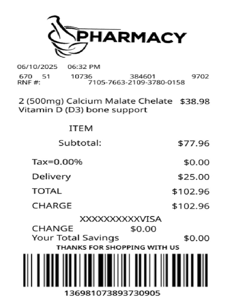 Pharmacy Receipt 2 | PDF
