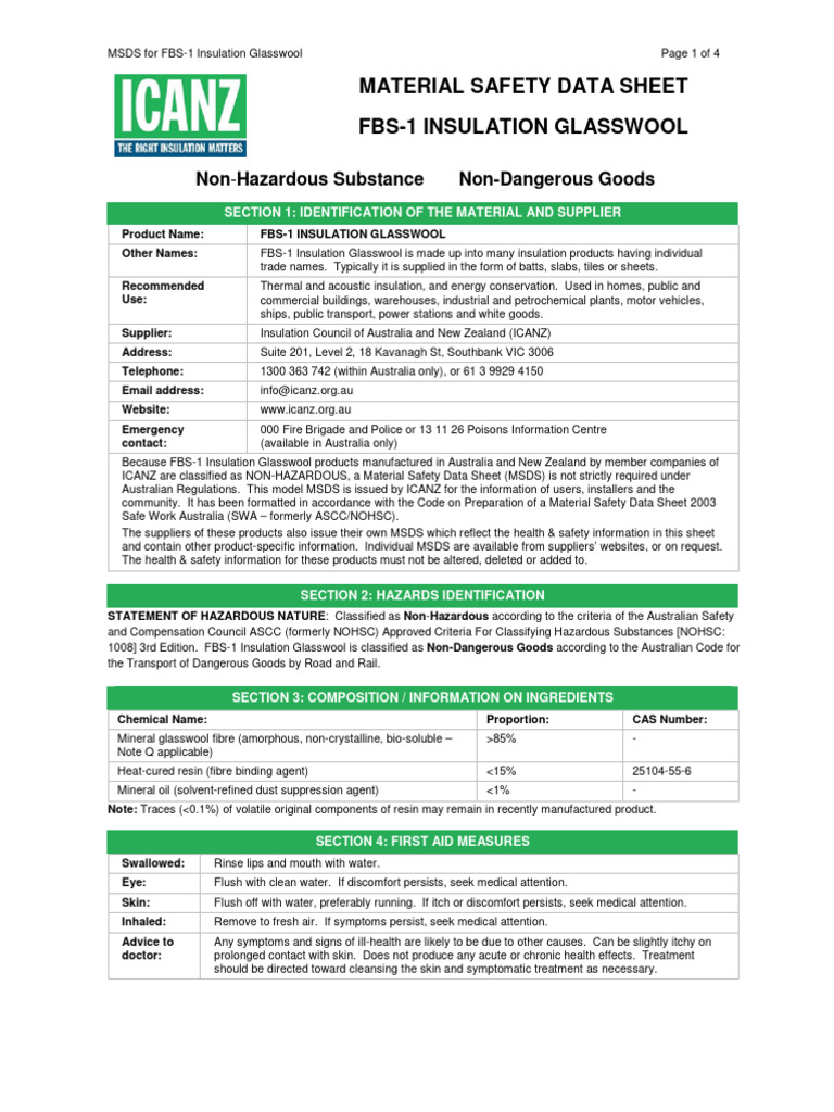 Insulation Glasswool Data Sheet | PDF | Waste Management | Building ...