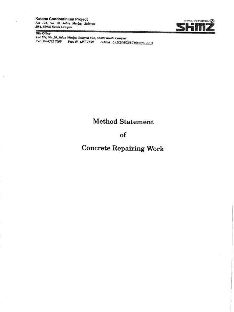 Method Statement of Concrete Repairing Work | PDF