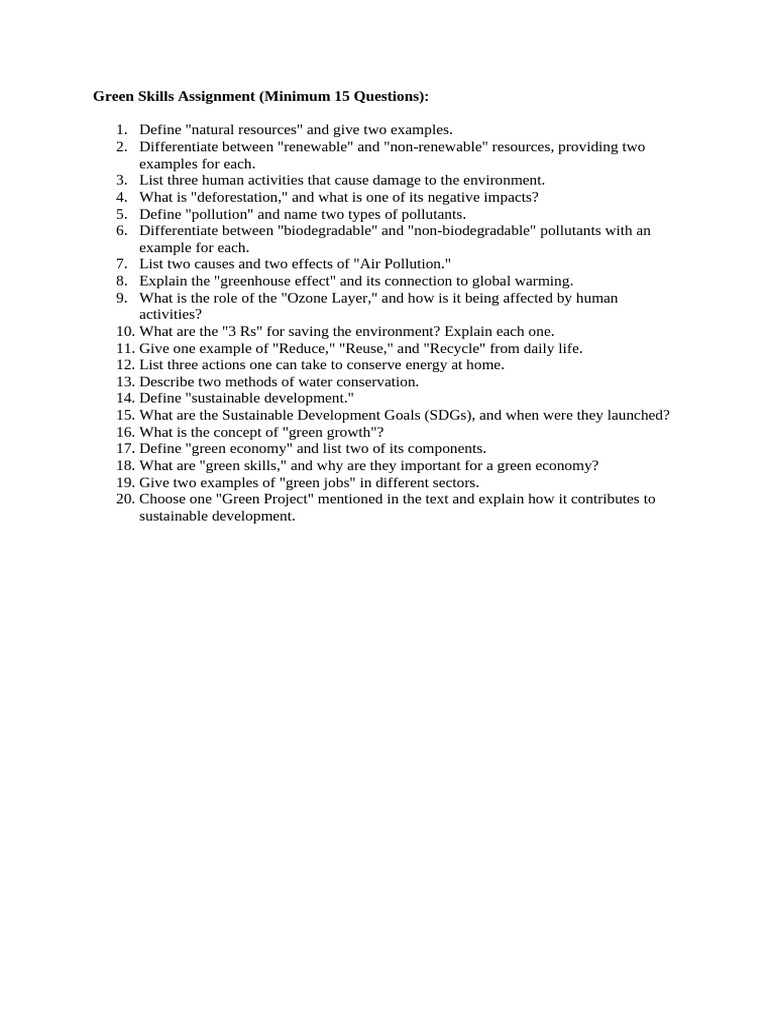 G9, FL, Green Skills Assignment | PDF