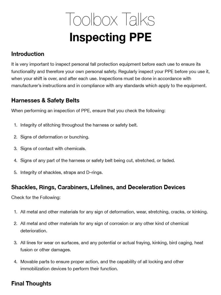 Inspecting PPE | PDF