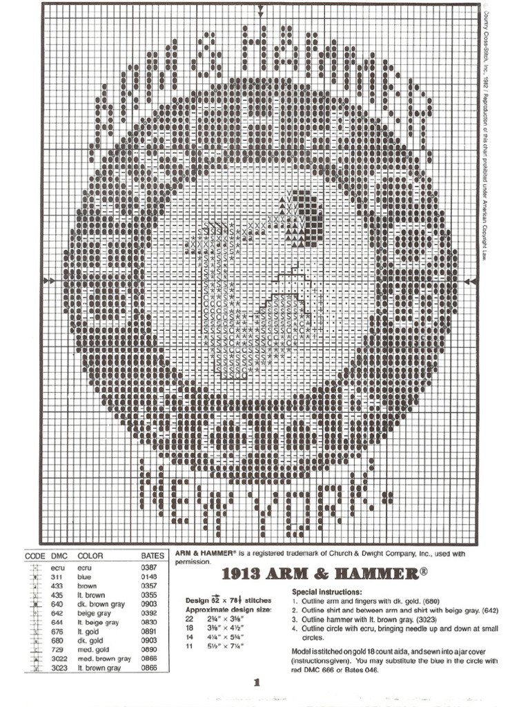 Arm & Hammer Cross Stitch Pattern | PDF