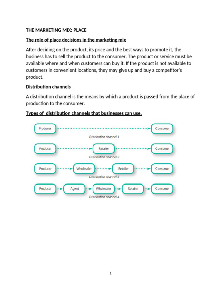 The Marketing Mix, Place | PDF | Retail | Service Industries
