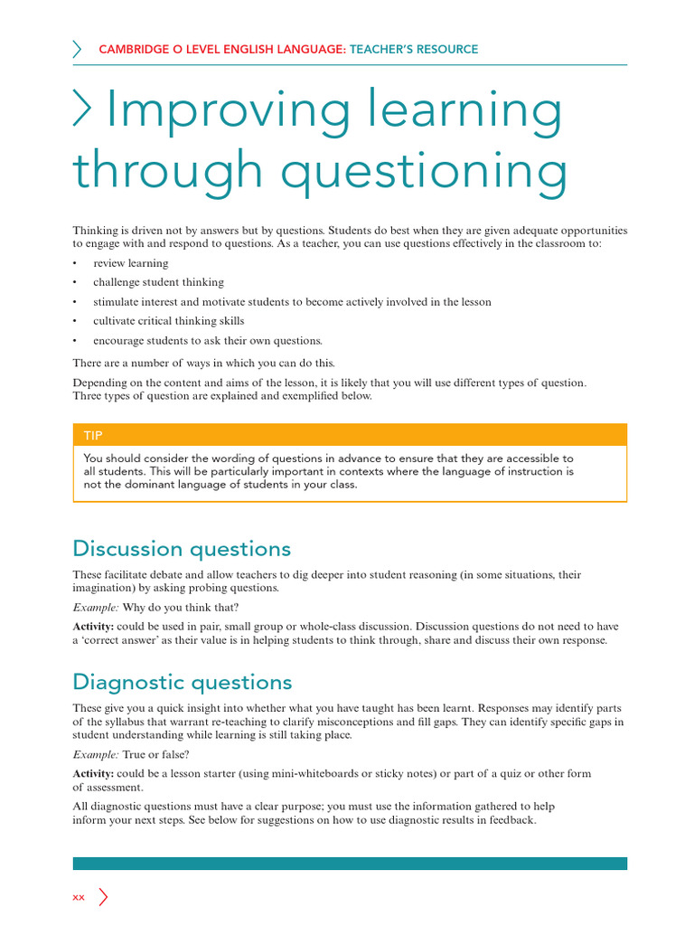 Improving Learning Through Questioning | PDF | Learning | Teachers