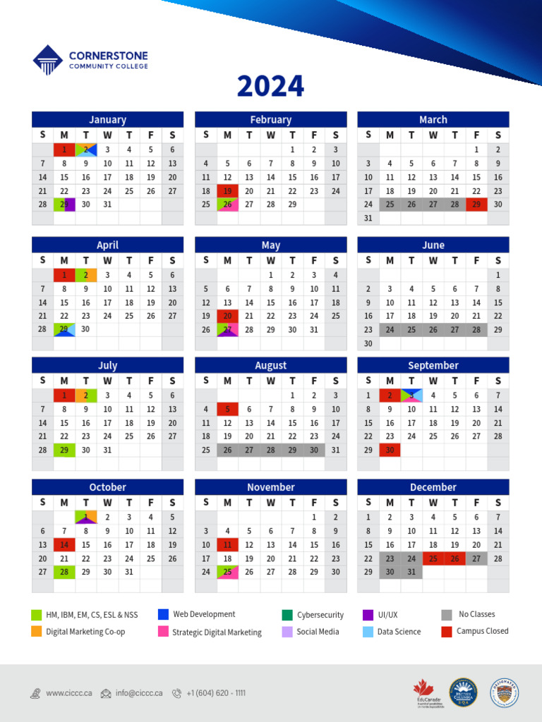 Cornerstone Intake Calendar 2024 2030 | PDF