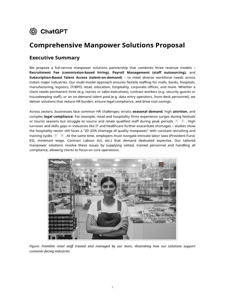 Comprehensive Manpower Solutions Proposal | PDF | Employment | Outsourcing