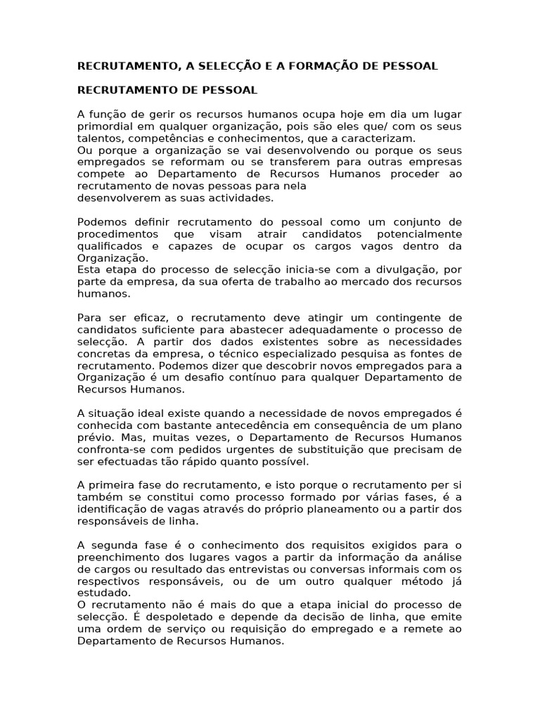 GRH | PDF | Recrutamento | Gestão de recursos humanos