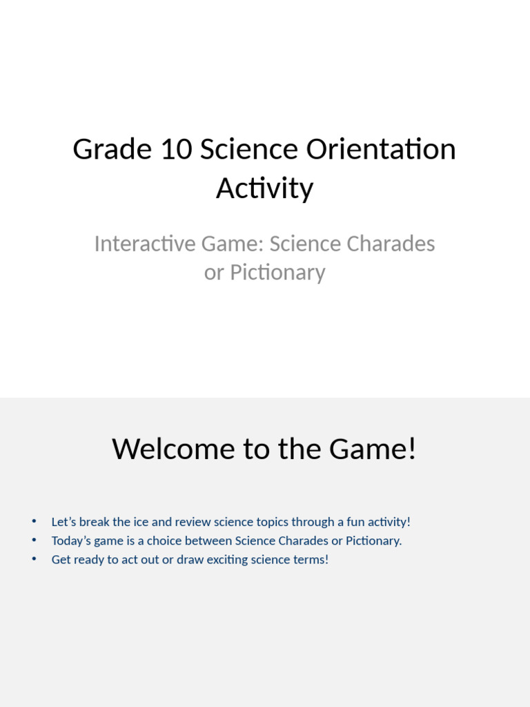Science Charades Pictionary Orientation Pack | PDF