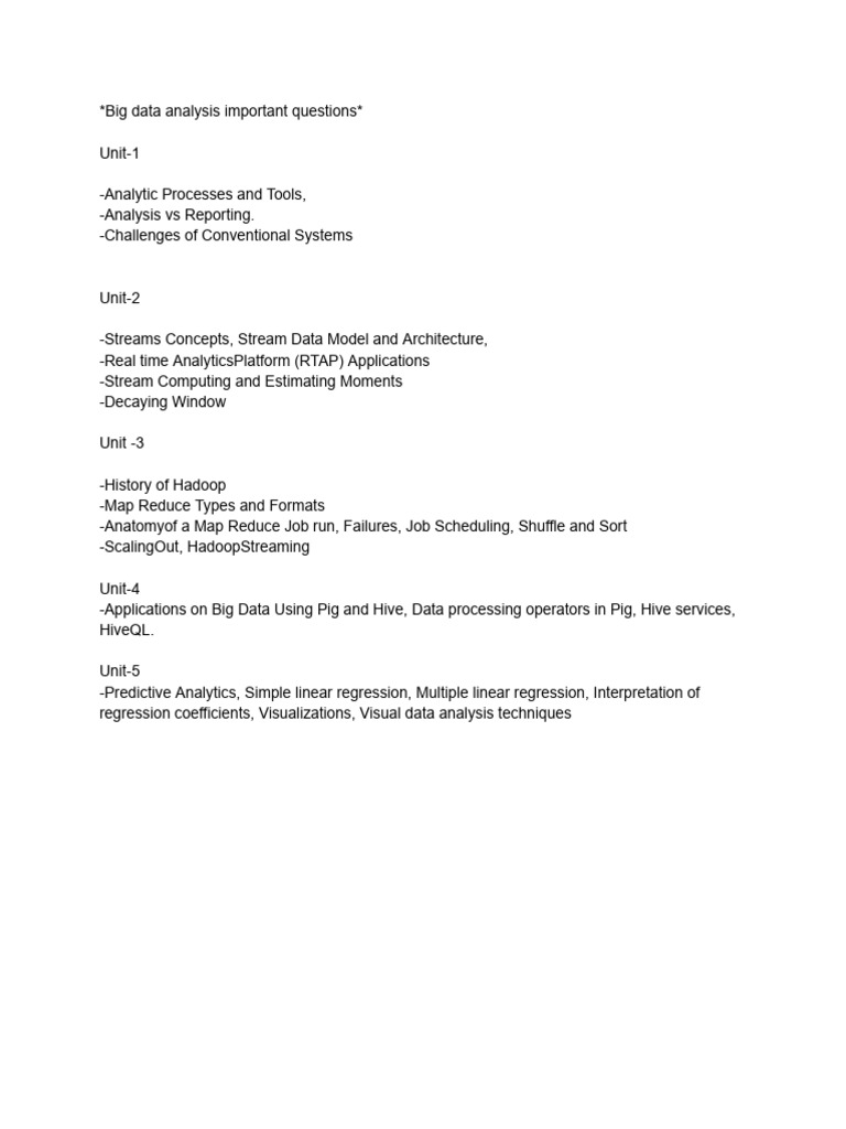 Big Data Analysis Important Questions | PDF