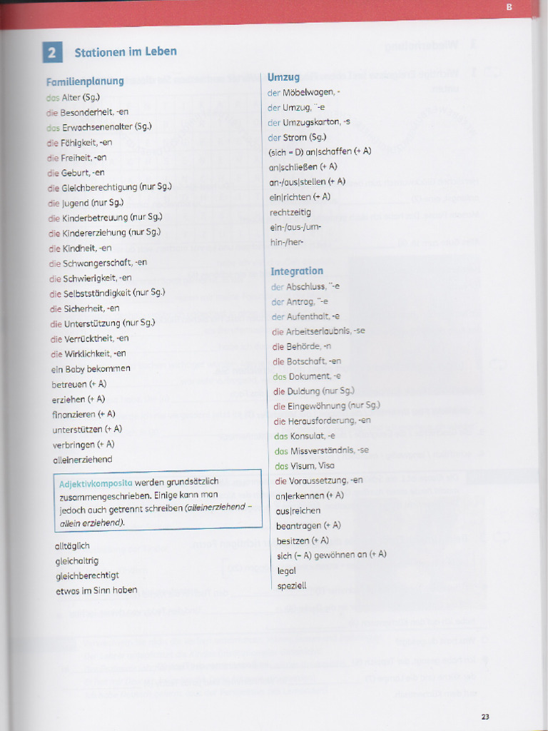 25T7 - HA - Wortschatz (Leben) | PDF