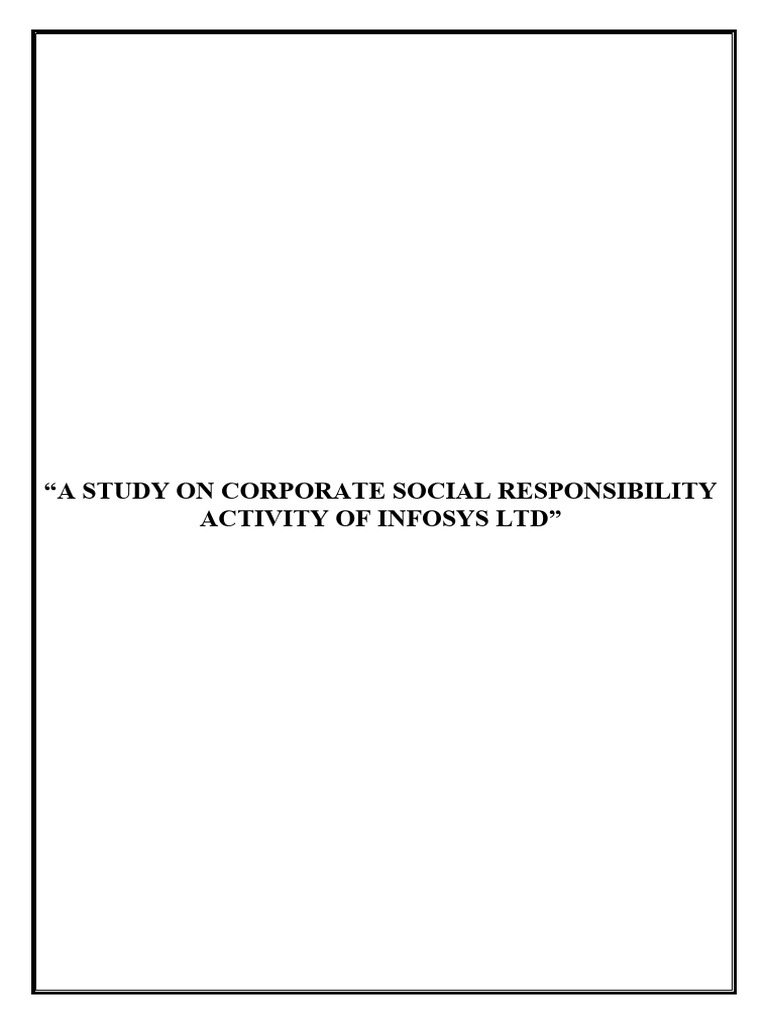 Infosys CSR Activities and Impact Study | PDF | Corporate Social ...