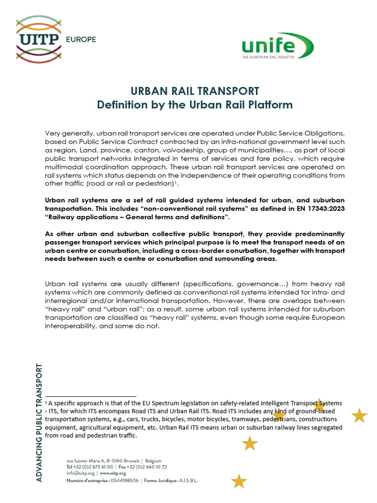 URP Definition of Urban Rail | PDF | Rail Transport | Transport