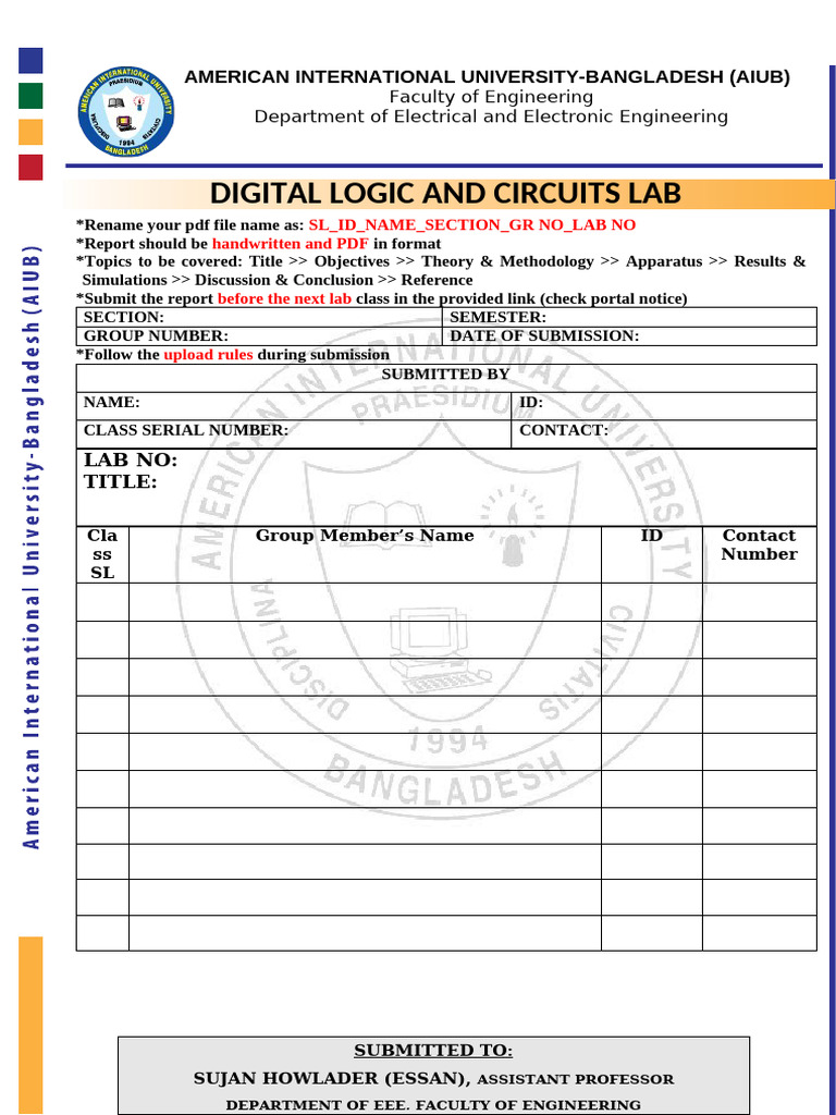 DLC Lab - Cover Page - Fall 22-23 | PDF