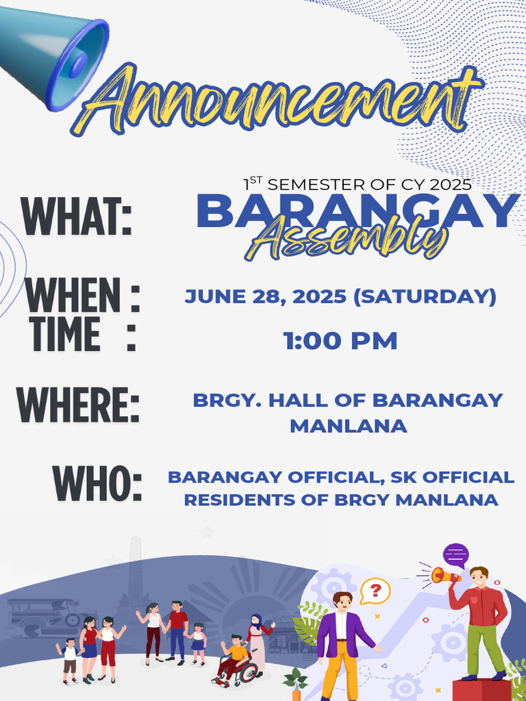 Barangay Assembly Announcement - June 2025 | PDF