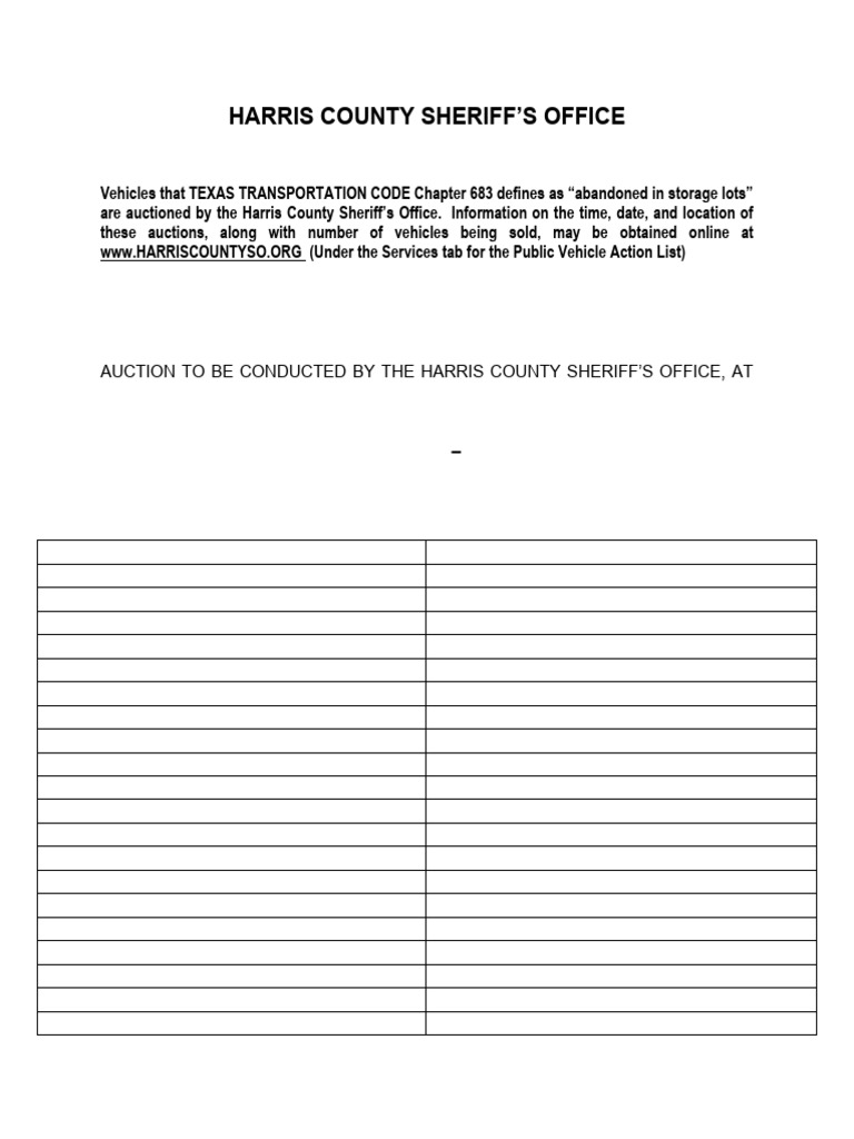 Harris County Auto Auction Schedule | PDF | Electric Vehicle ...