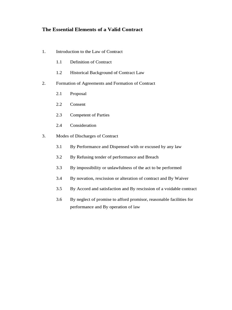 The Essential Element of A Valid Contract | PDF | Consideration ...