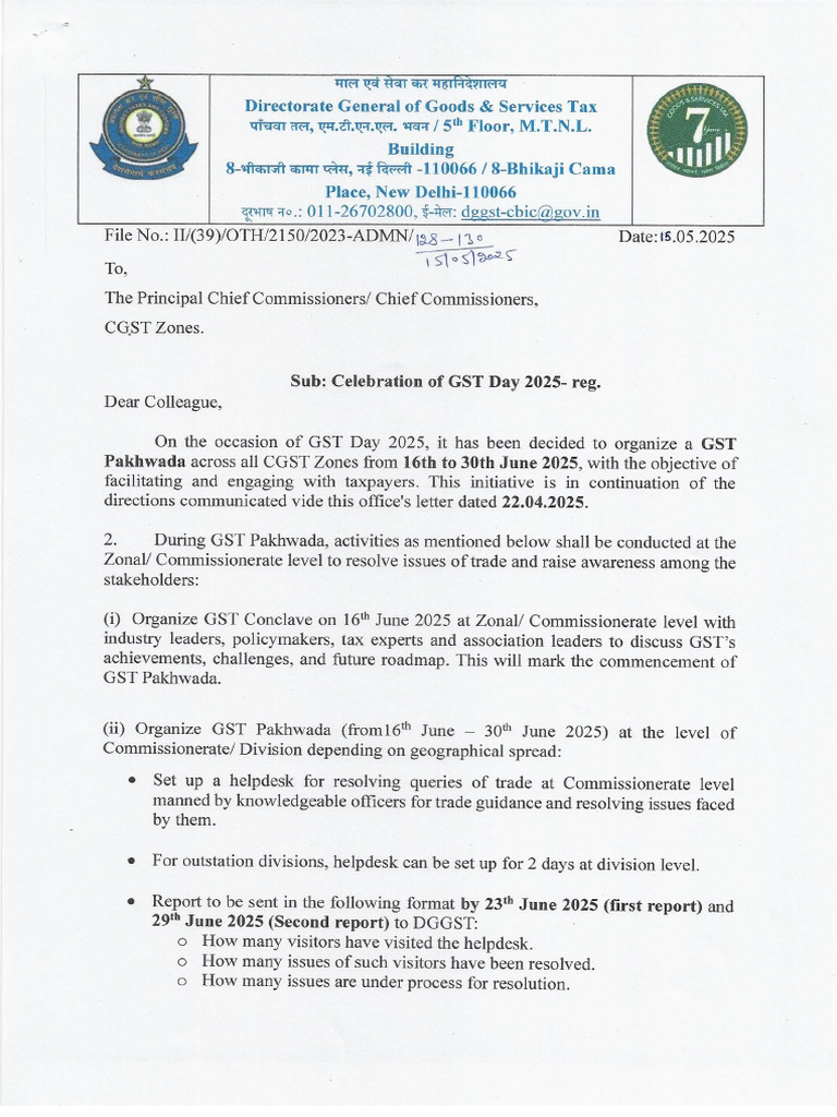 Celebration of GST Day 2025 - Reg.-2 | PDF