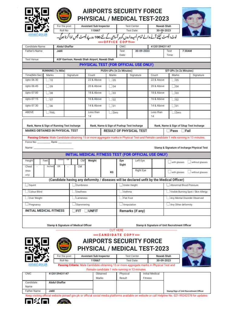 ASF Physical Test Details 2023 | PDF | Diseases And Disorders | Medical ...