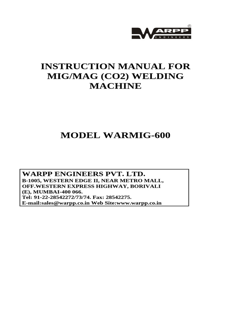 MIG/MAG Welding Machine Instructions | PDF | Rectifier | Welding