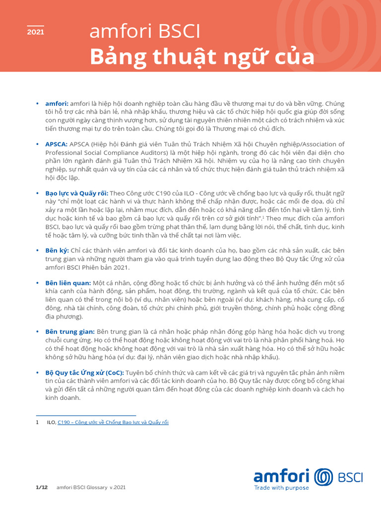 2.amfori Bsci Coc Glossary Vietnamese December 2021 1 | PDF