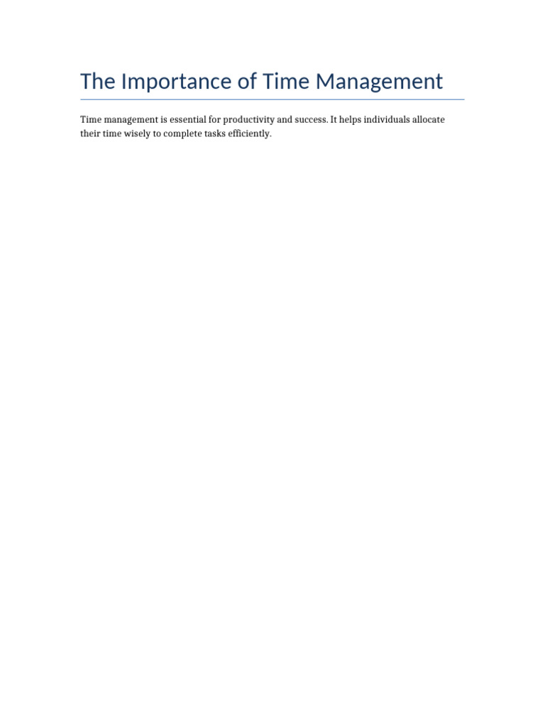 The Importance of Time Management | PDF