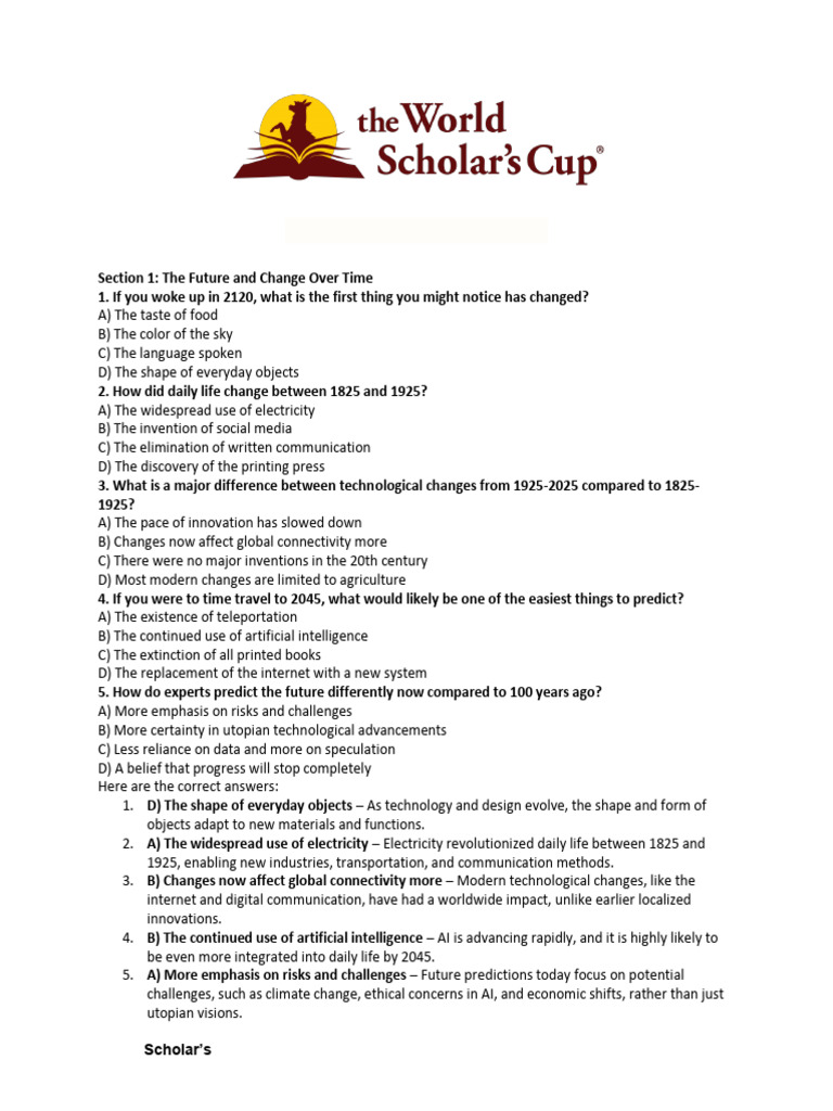 Scholars Bowl and Challene - MCQ 2 | PDF | Artificial Intelligence ...