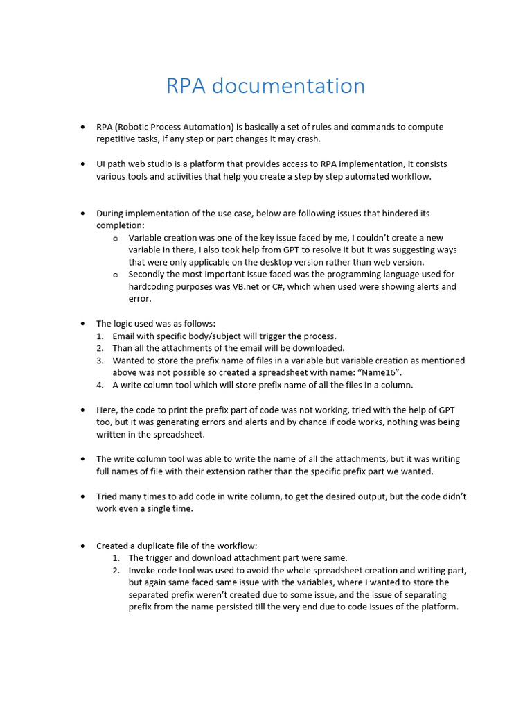 RPA Documentation | PDF