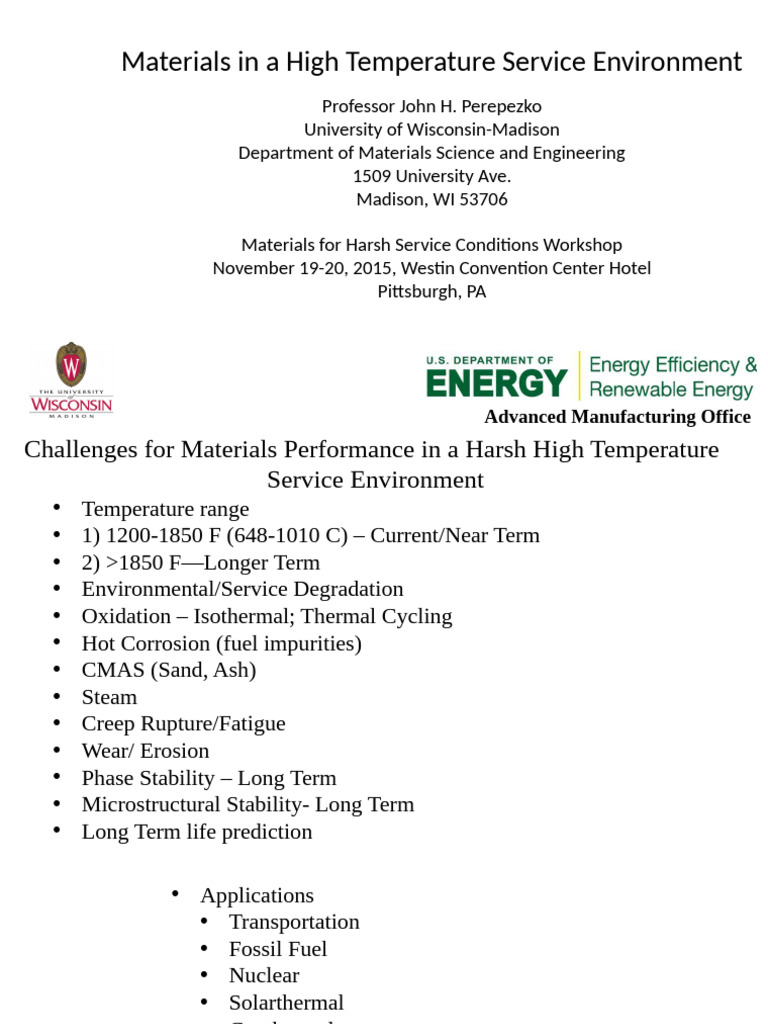 Harsh Materials Presentation Perepezko | PDF | Aluminium Oxide | Materials
